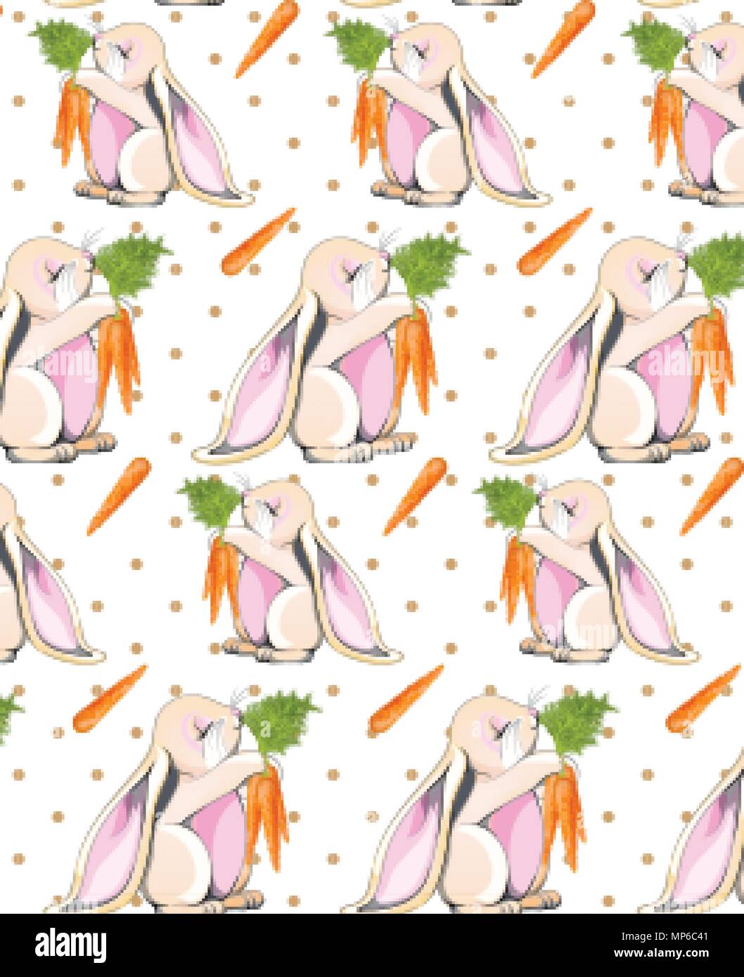 Cute Easter bunny pattern Vector. Retro dotted background Stock Vector ...