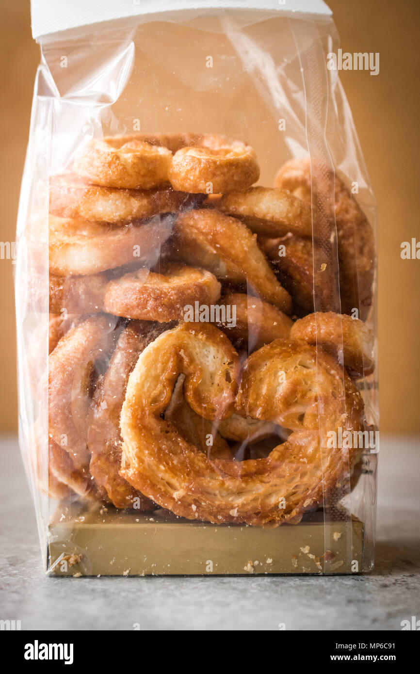 Package of Palmier Cookies in Plastic Bag. Dessert concept Stock Photo ...