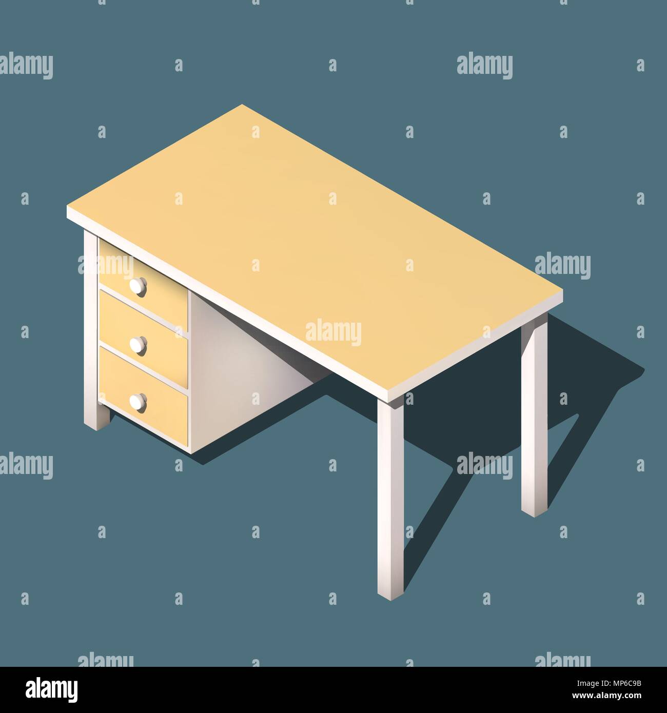 Isometric office table. Modern workplace vector illustration Stock ...