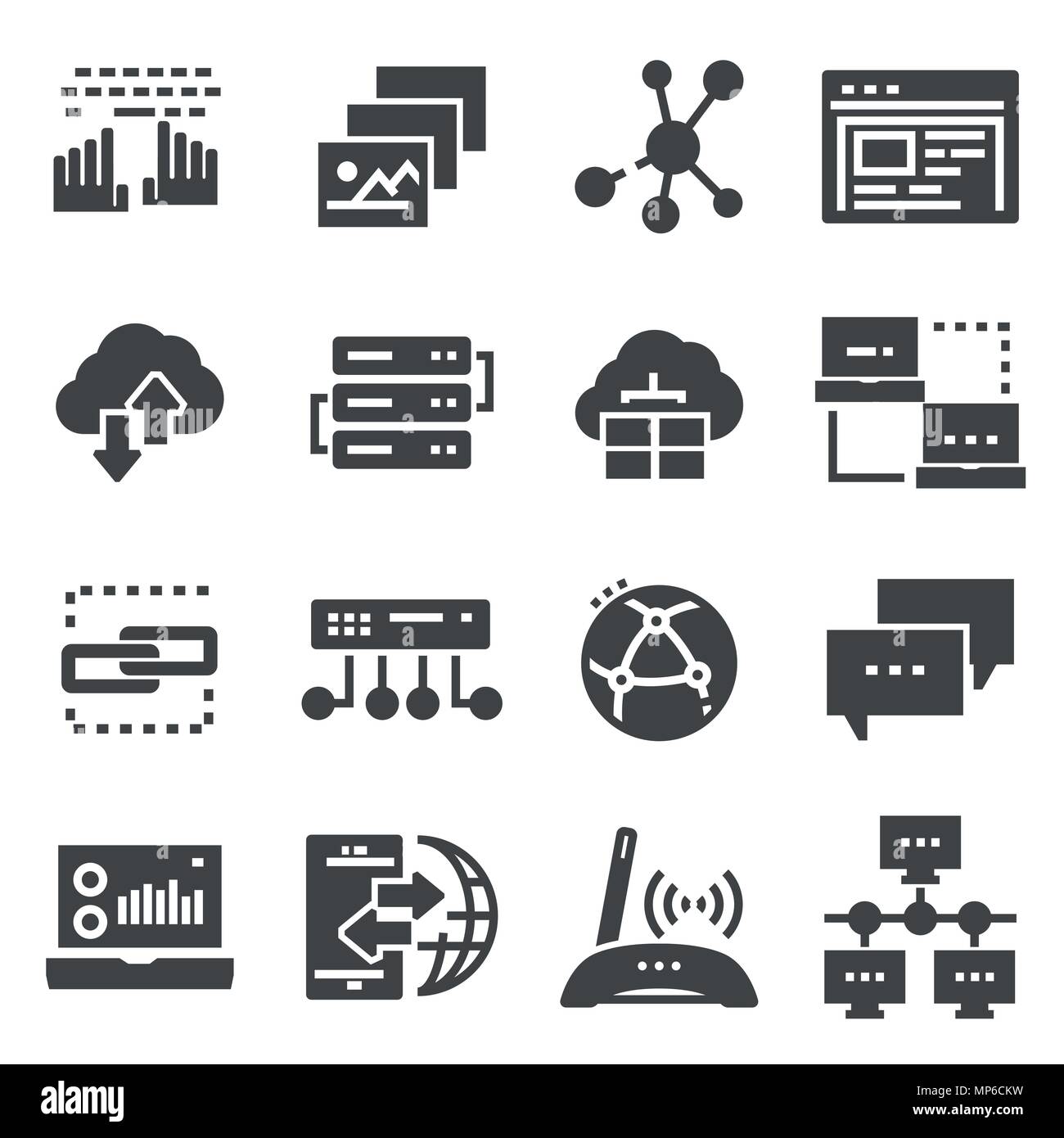 Black social network icon set on white background Stock Vector Image ...