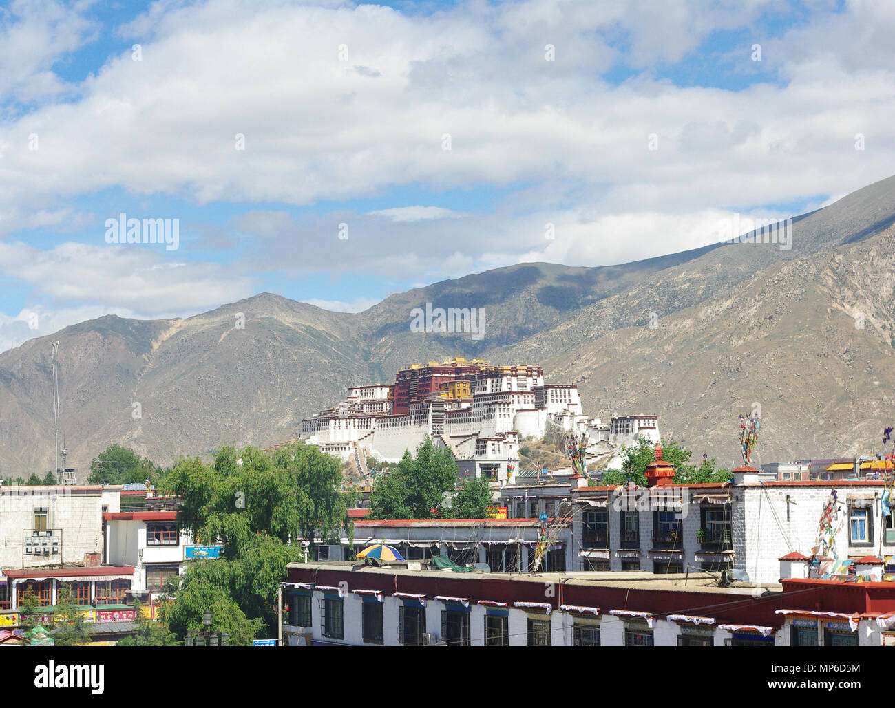Potala Palace in Lhasa Tibet China from greater distance in the sun ...