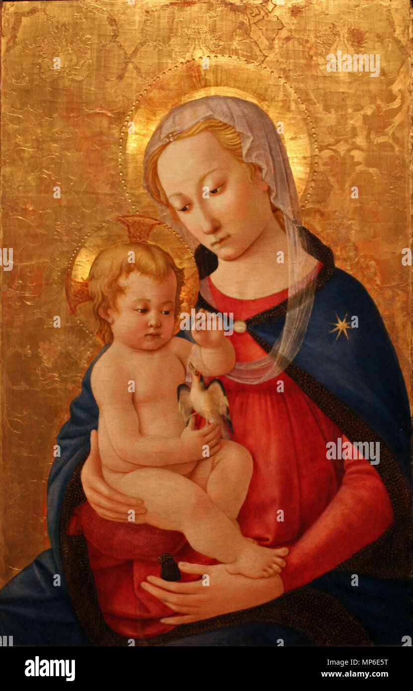 Virgin and Child . English: The Virgin Mary, dressed in blue, holds the ...