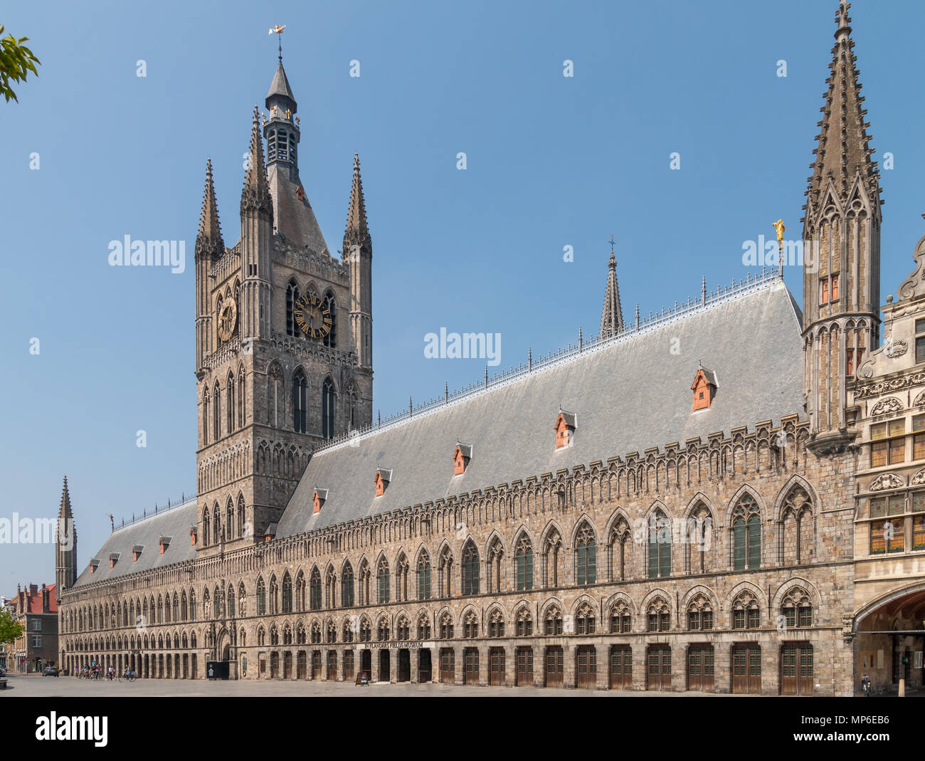 cloth hall with the belfry in the middle at Ypres Belgium Stock Photo ...