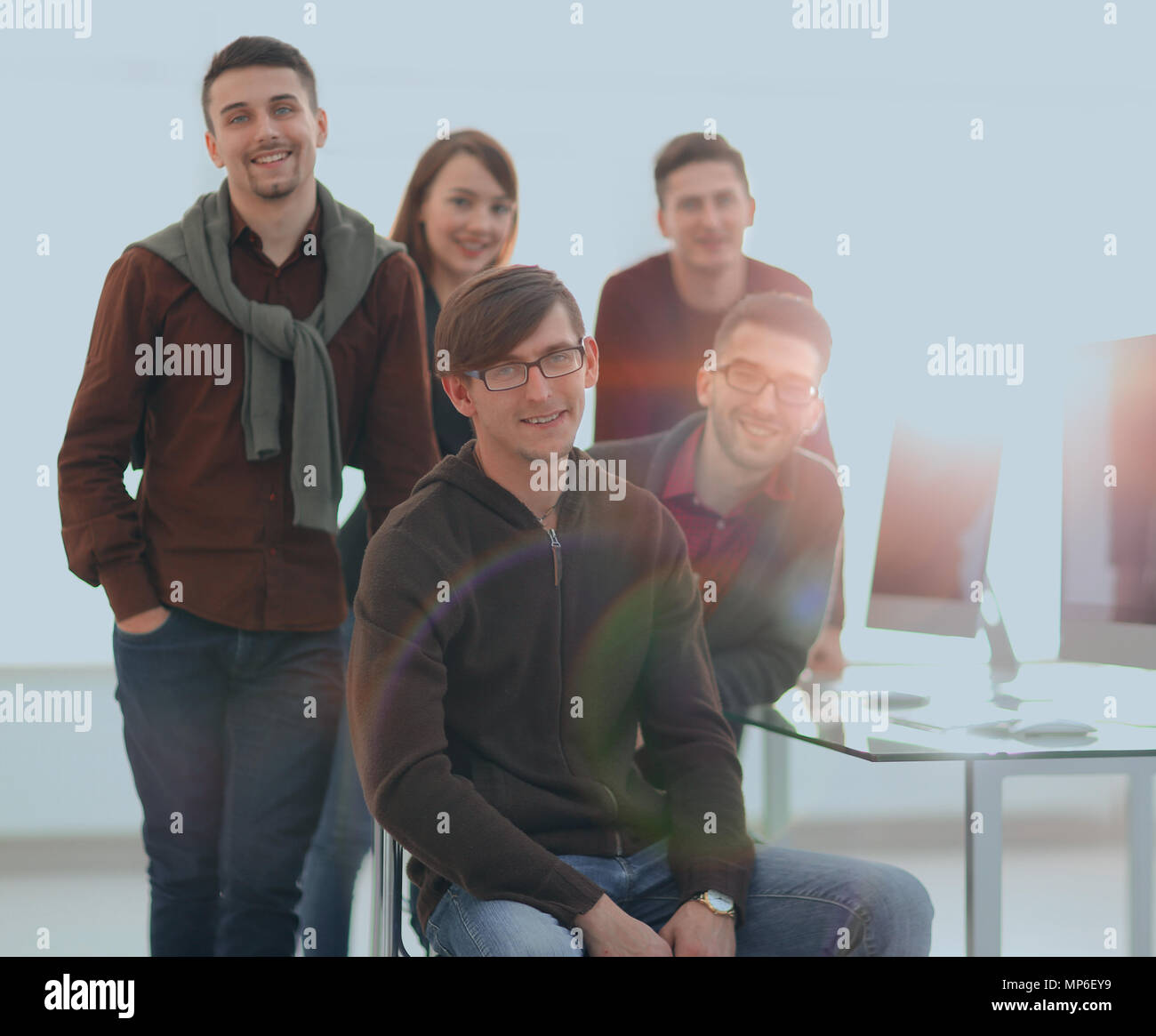 portrait of creative coworkers at the workplace in the office.the ...