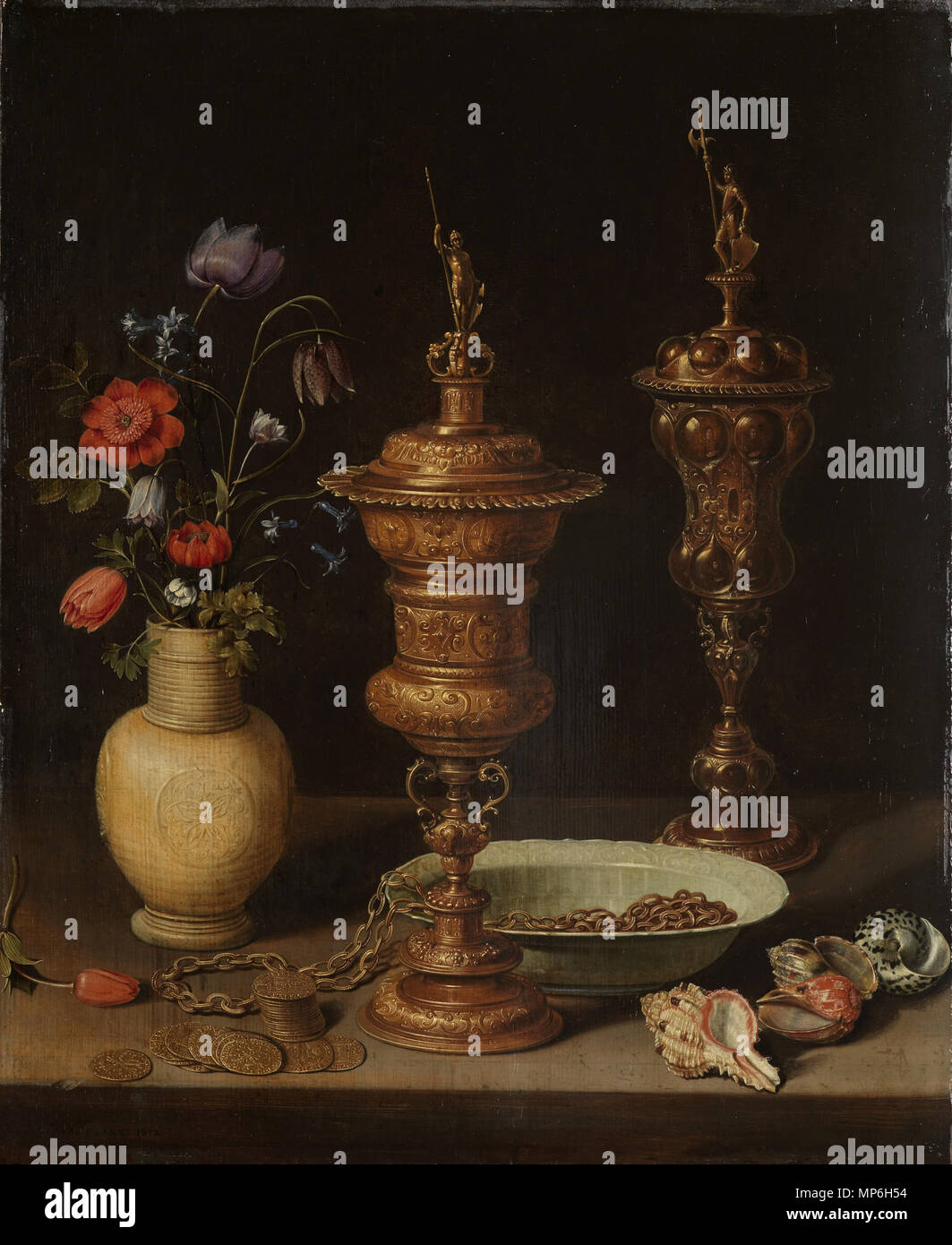 Still life with flowers and gilt goblets . Still Life with Flowers and ...