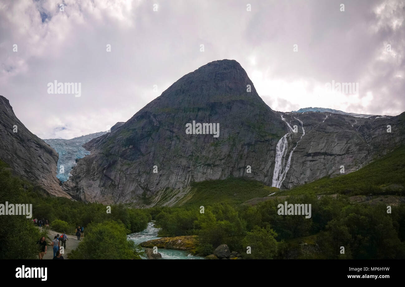 Panoramic view to Briksdal Glacier in Norway Stock Photo - Alamy