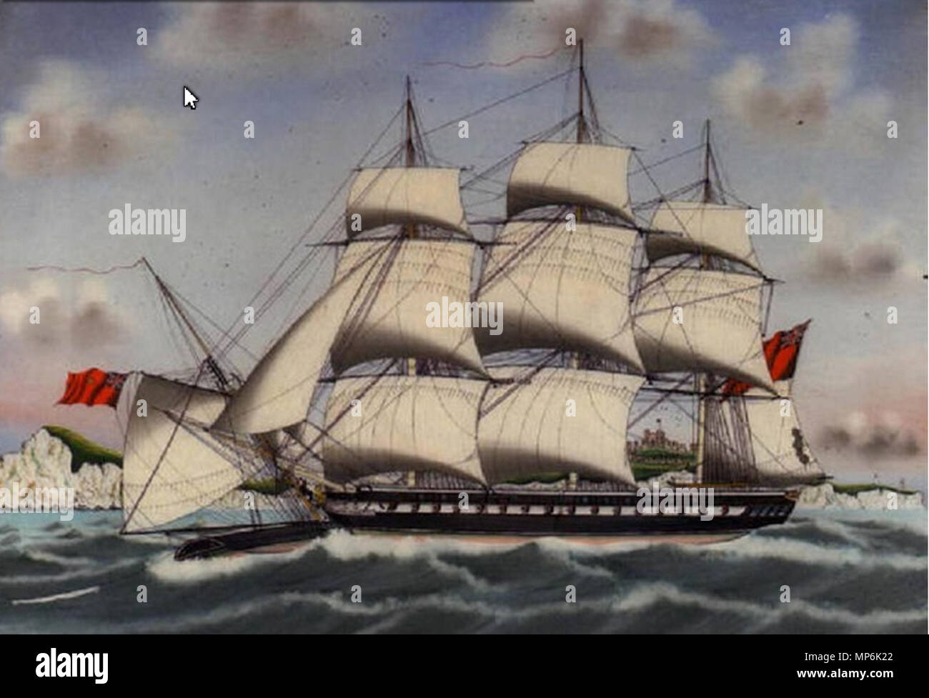 . English: 'H.M.S. 'Castor' running down the 'Chameleon' cutter off ...