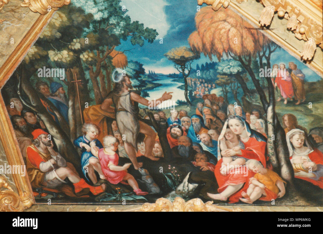 . Schlosskirche Weilburg, Gemälde im Schalldeckel der Kanzel: Predigt ...