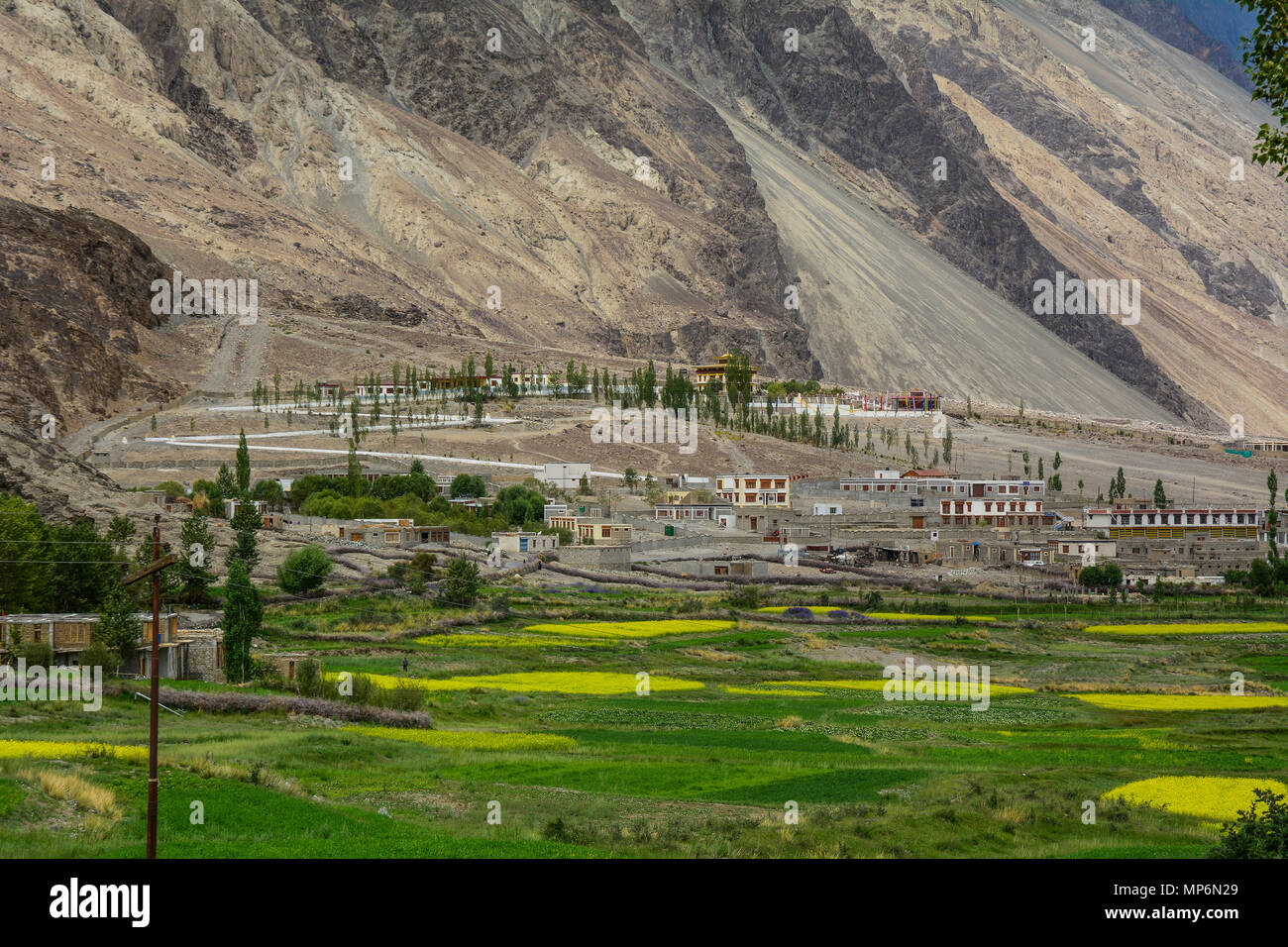 Tibetan village at valley in Ladakh, India. Ladakh is the highest ...