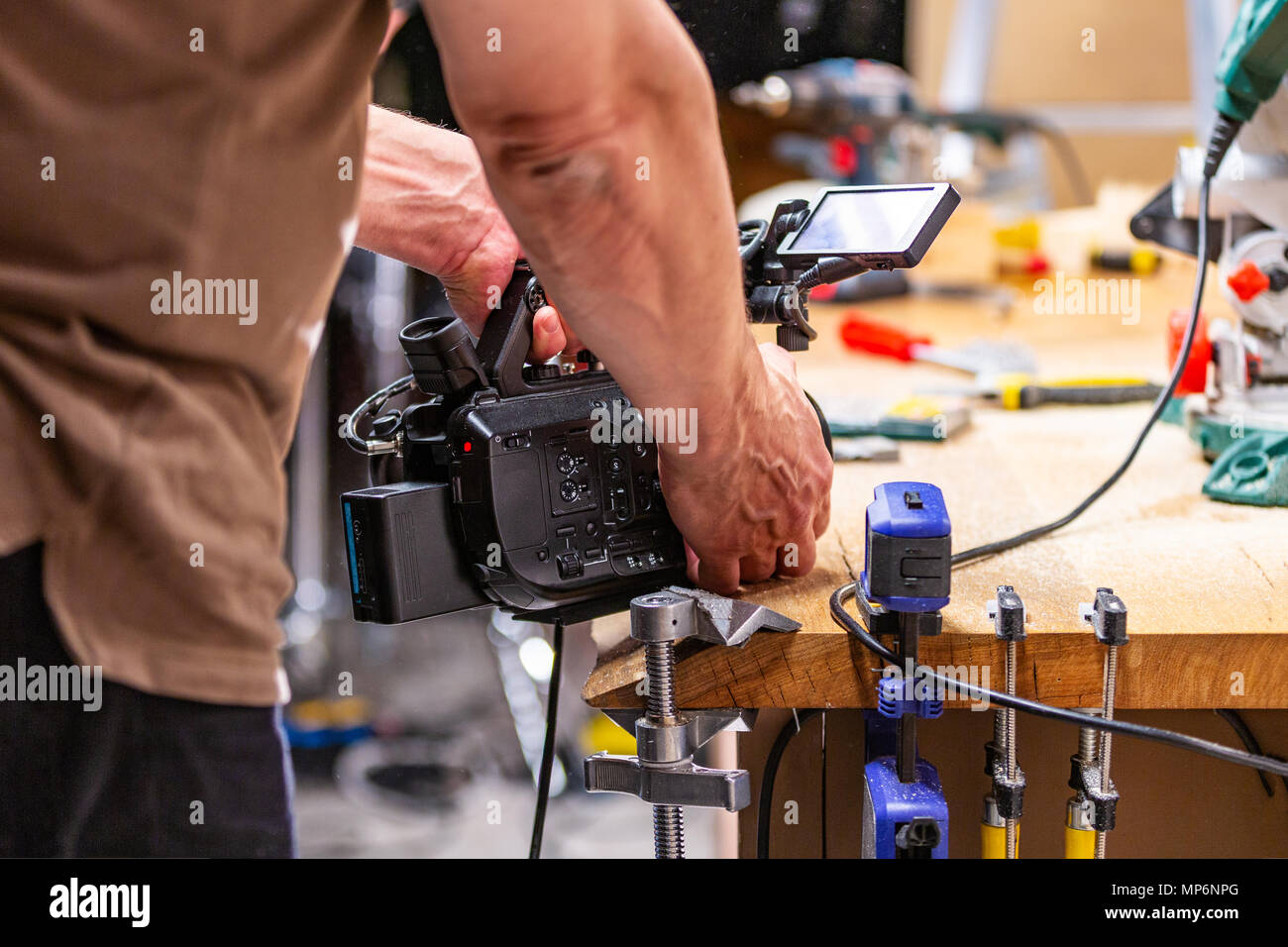 Behind the scenes of production for camera equipment video shooting ...