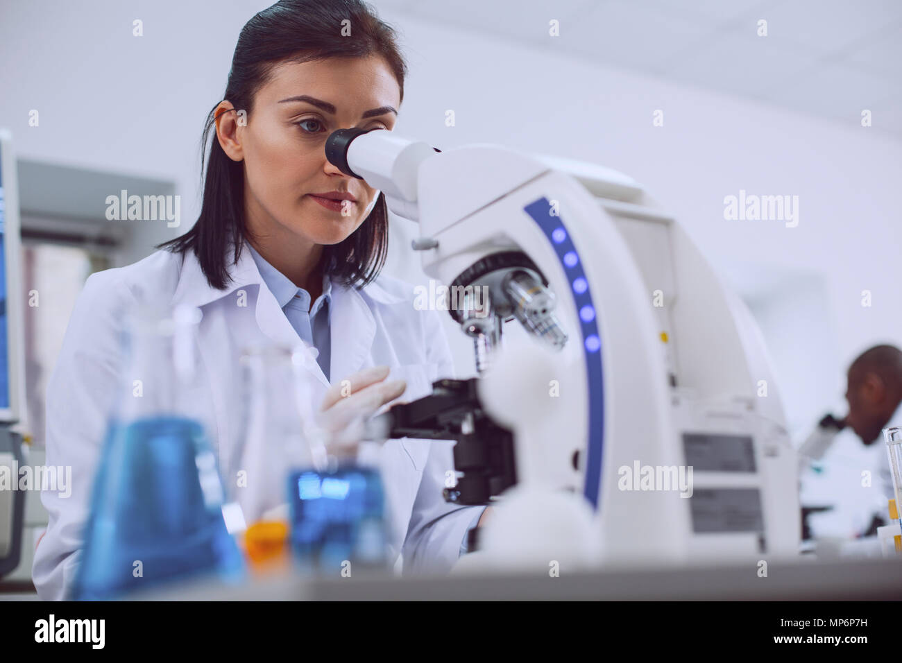 Concentrated biologist working in the lab Stock Photo - Alamy