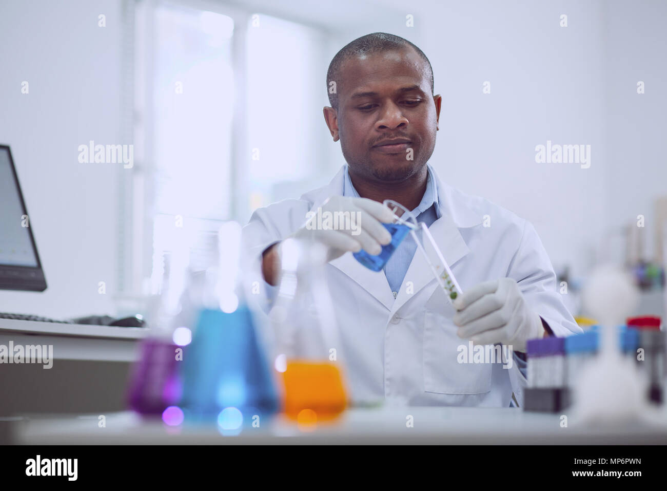 Smart scientist doing an important test Stock Photo - Alamy
