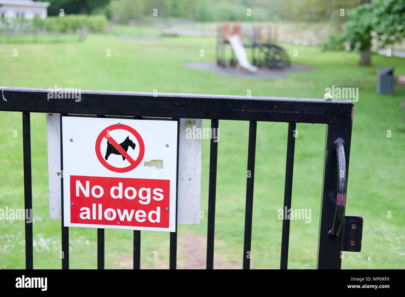 No dogs allowed sign gate children kids play park ground area danger ...