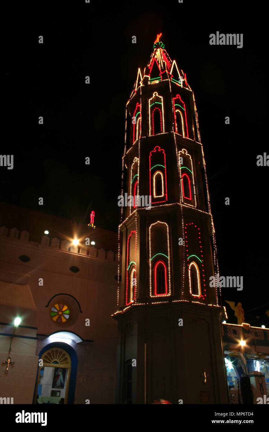 Catholic Church at night in India Stock Photo - Alamy