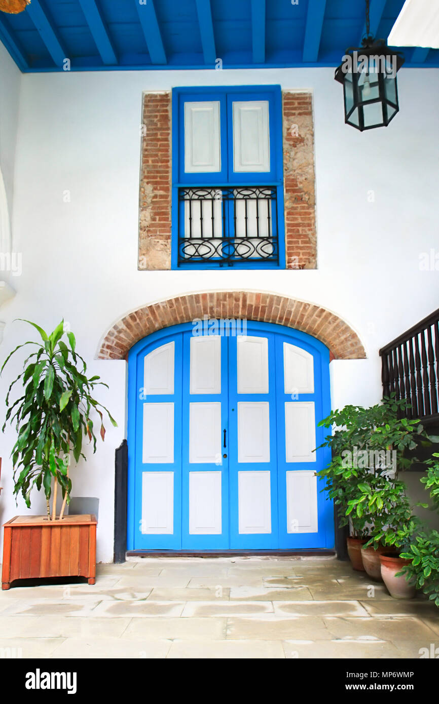 Interior door and window of colonial house, Havana ,Cuba Stock Photo ...