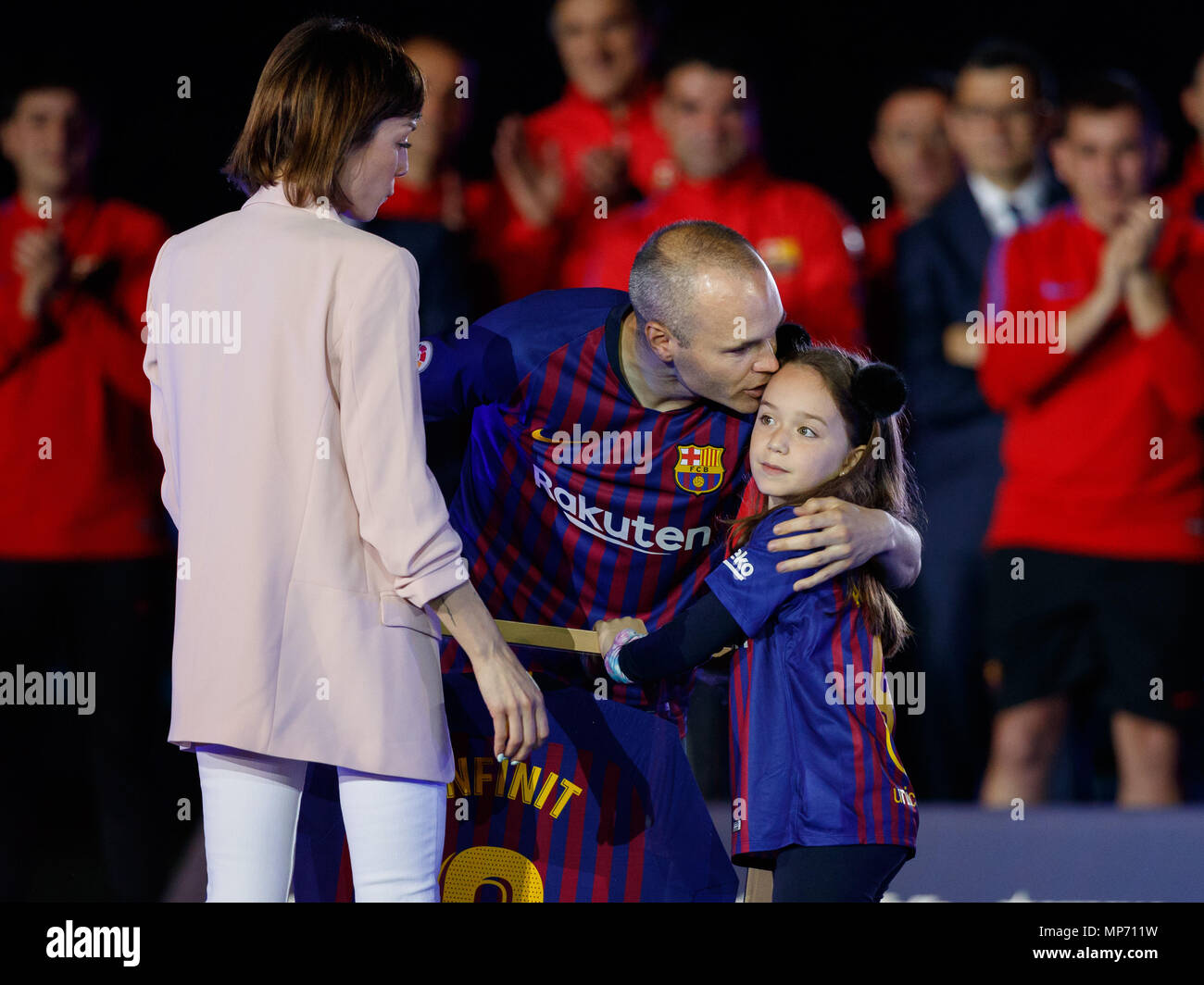 Barcelona, 20th May: Andres Iniesta of FC Barcelona with his daughter ...