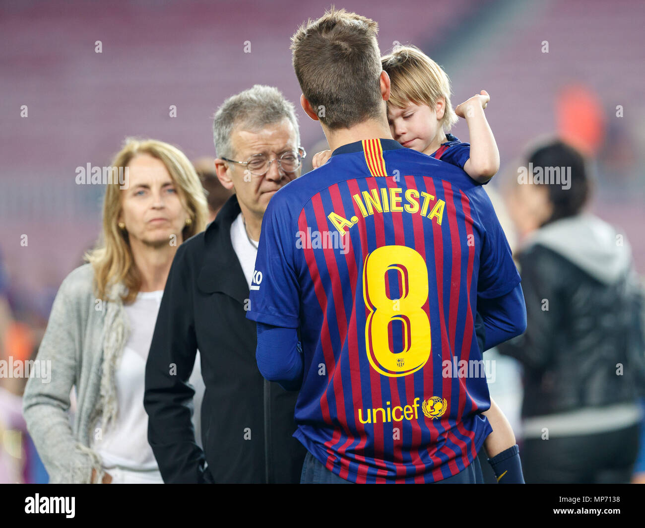 Barcelona, 20th May: Gerard Pique of FC Barcelona with his son during ...