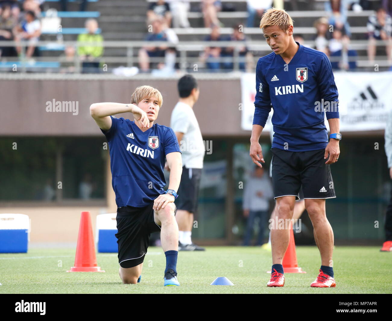 Frontier soccer field, Chiba, Japan. 21st May, 2018. (L-R) Gotoku Sakai, Keisuke Honda (JPN ...