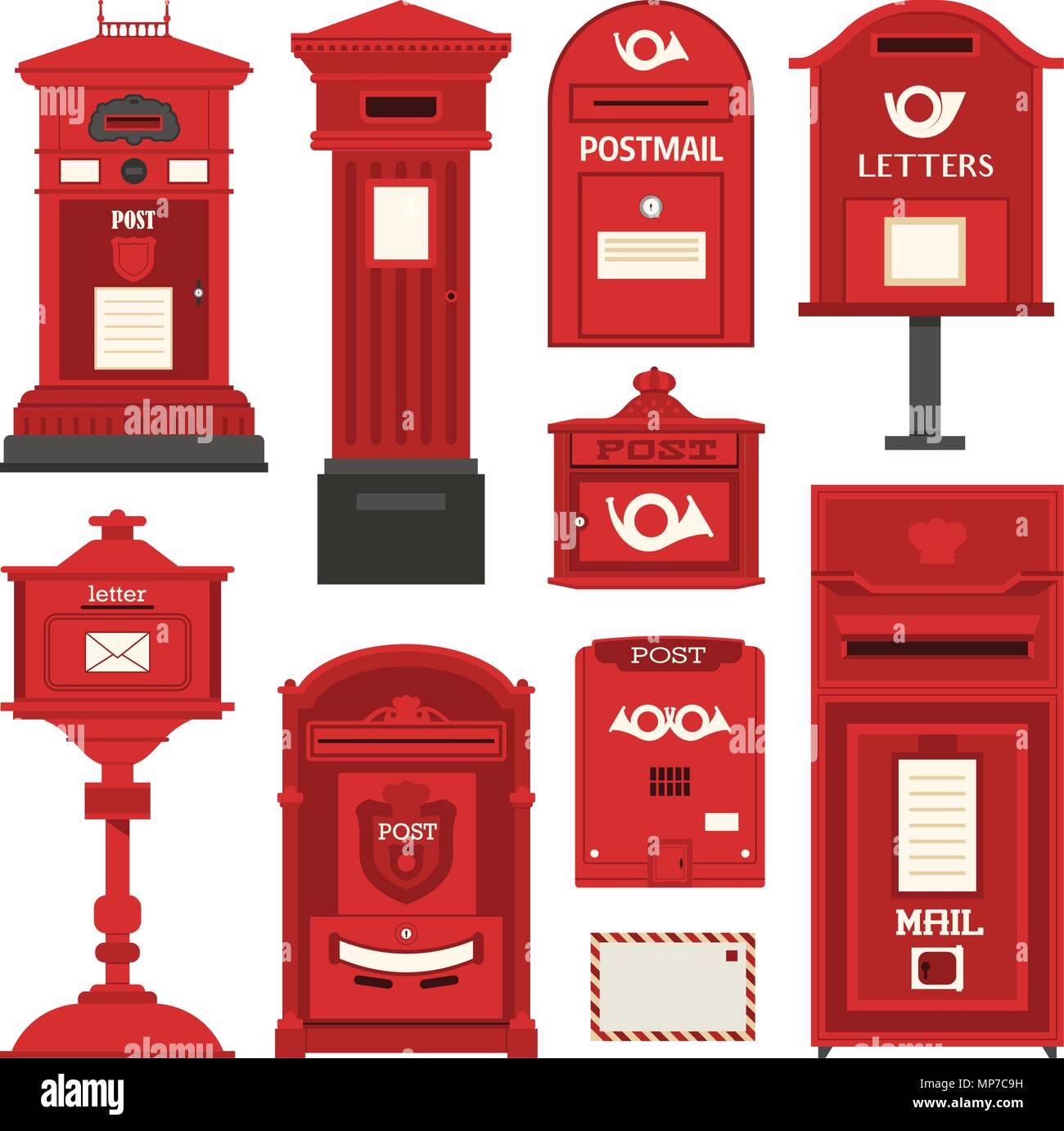 Red Postboxes and Letterboxes Icons Stock Vector Image & Art - Alamy