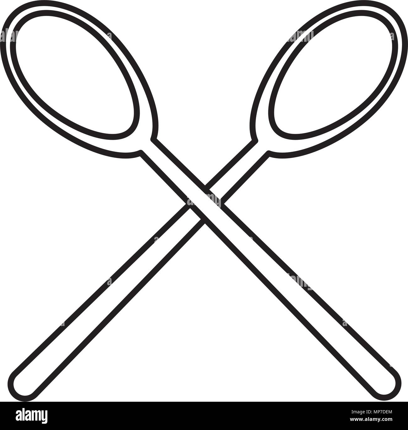 line wood big spoons kitchen utensils Stock Vector Image & Art - Alamy