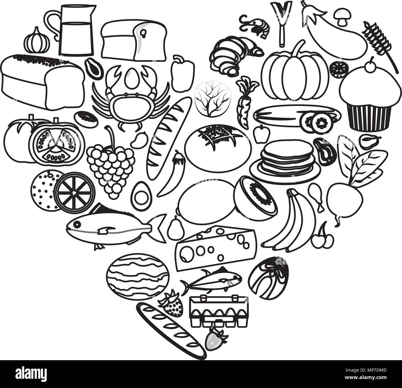 line food pyramid with diet nutritional products Stock Vector Image ...