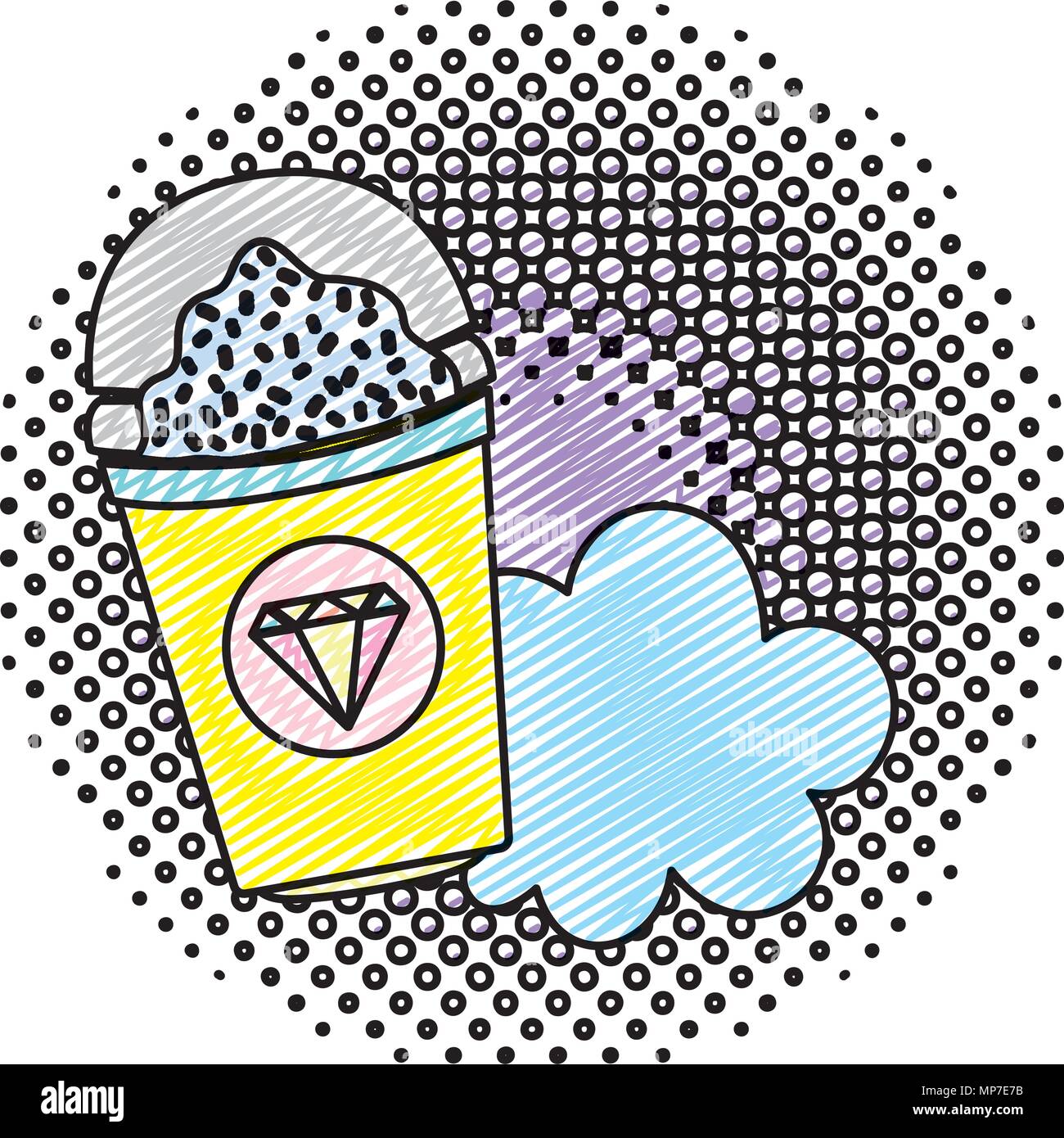 doodle smoothie plastic cup and cloud style Stock Vector Image & Art ...