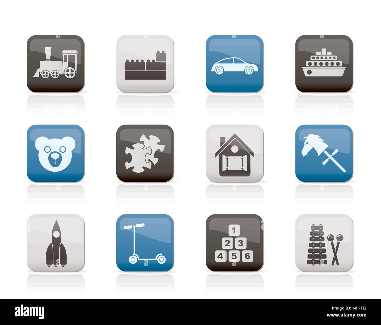 Different Kinds of Toys Icons - Vector Icon Set Stock Vector Image ...