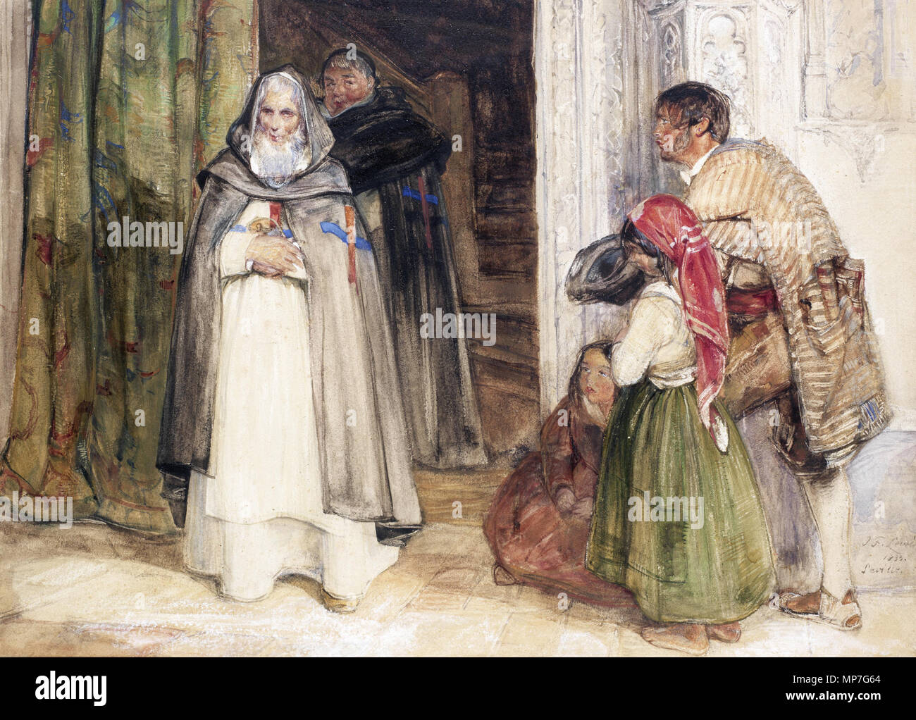 . Asking for alms. Signed, inscribed and dated 'J F. Lewis/1833 ...