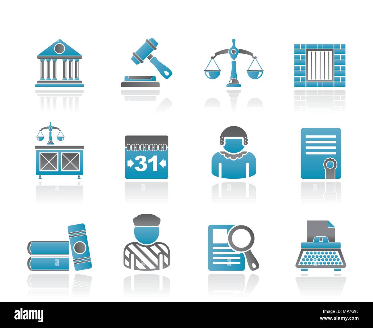 Justice and Judicial System icons - vector icon set Stock Vector Image ...