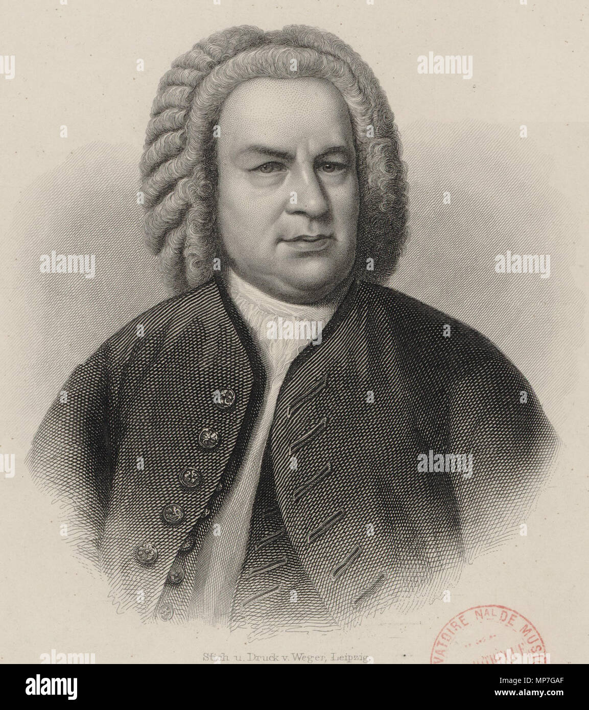 . English: Nineteenth century engraving of portrait of Johann Sebastian ...