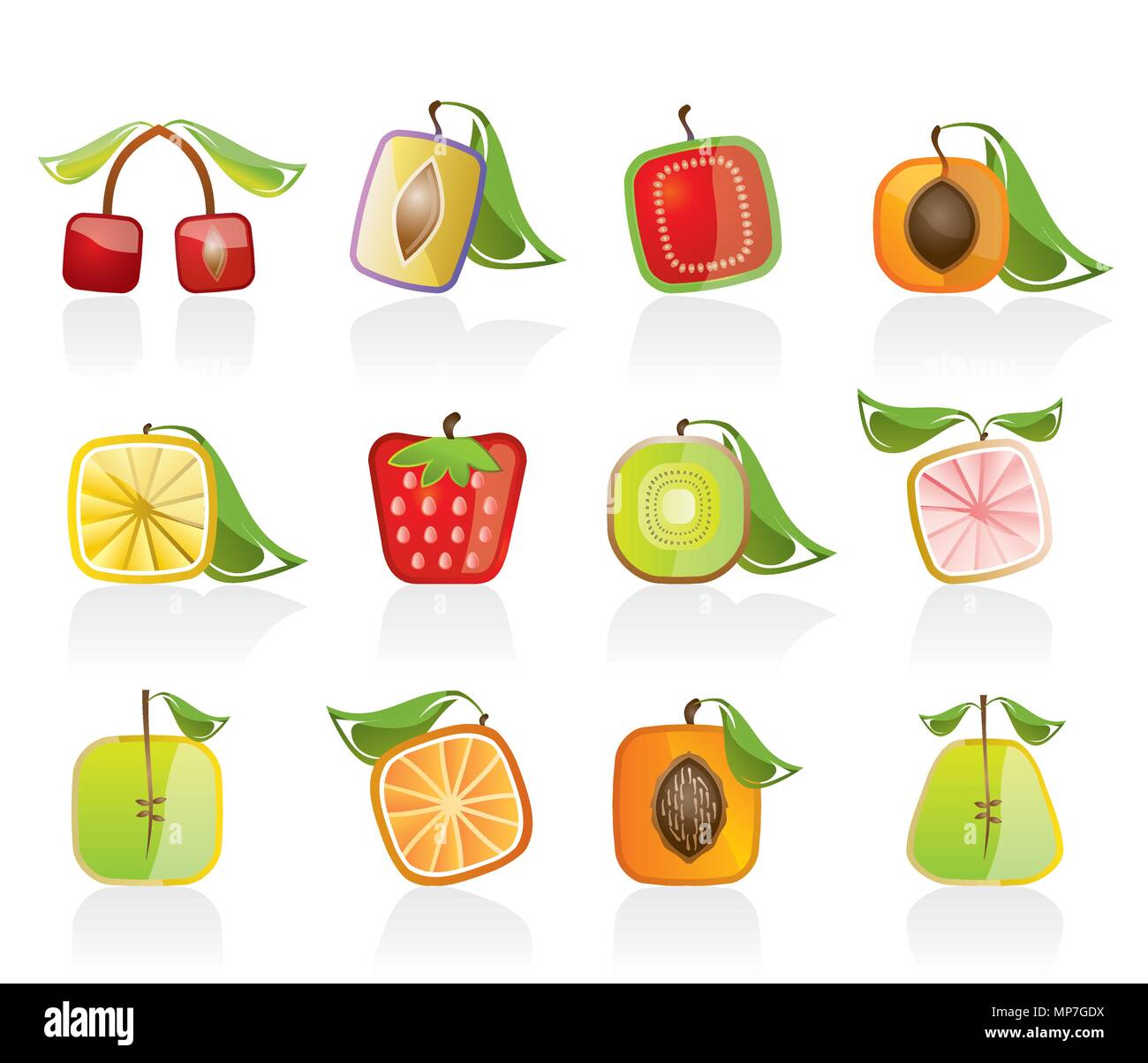 Abstract square fruit icons - vector icon set Stock Vector Image & Art ...