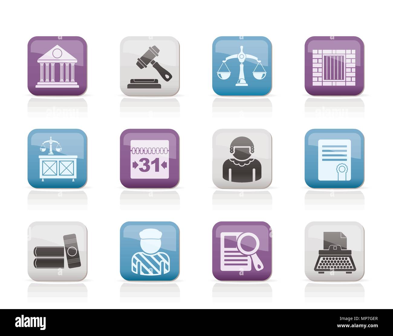 Justice and Judicial System icons - vector icon set Stock Vector Image ...