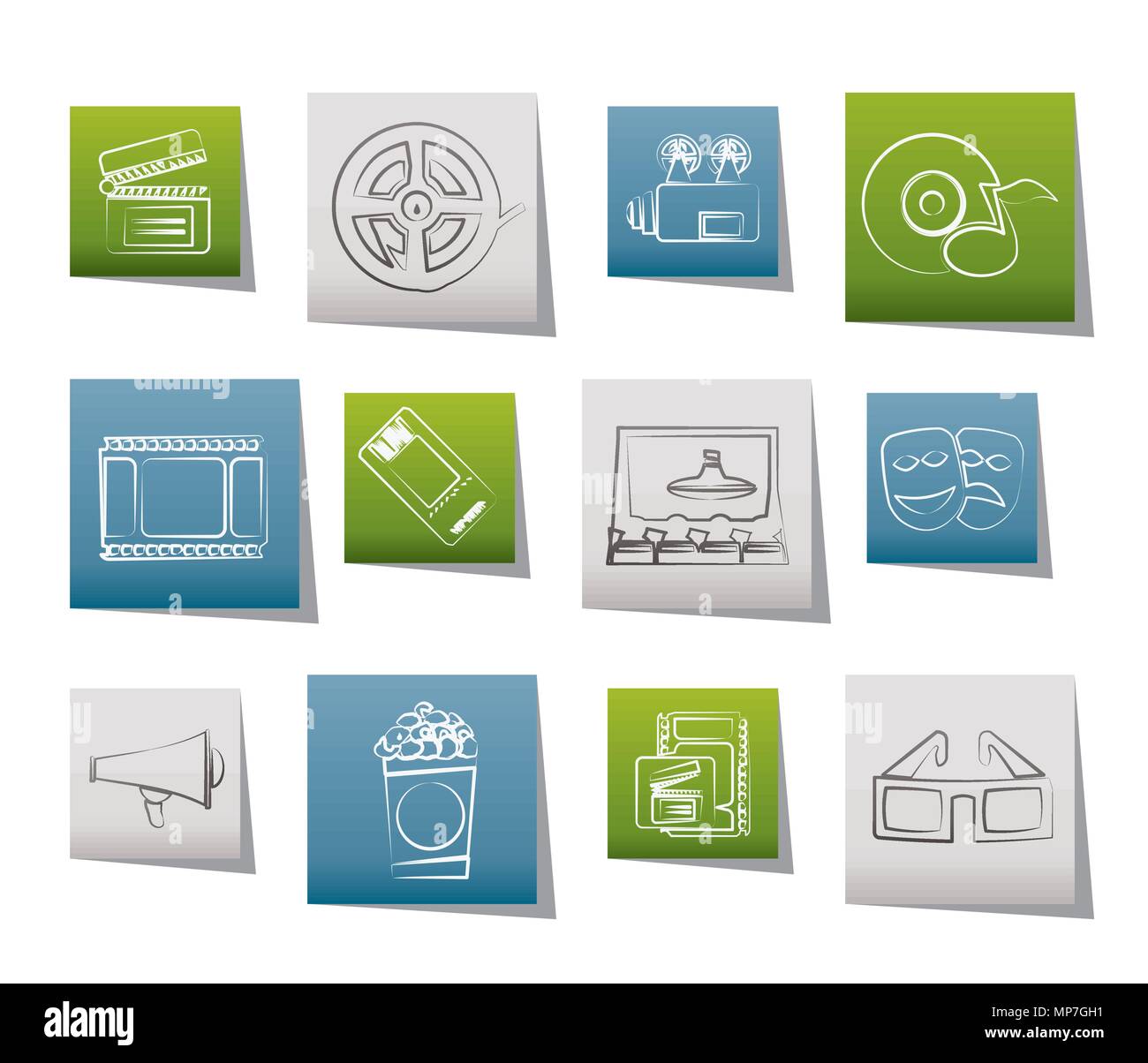 Movie theatre and cinema icons - vector icon set Stock Vector Image ...