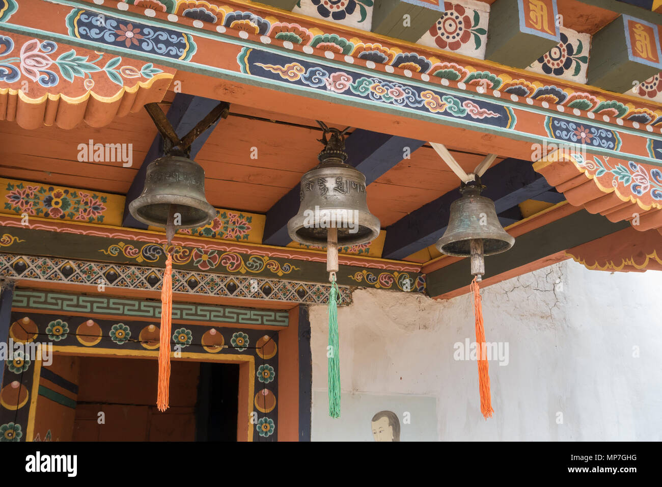 Temple on a hillside near Paro, Bhutan - seen from the popular Bumdra ...