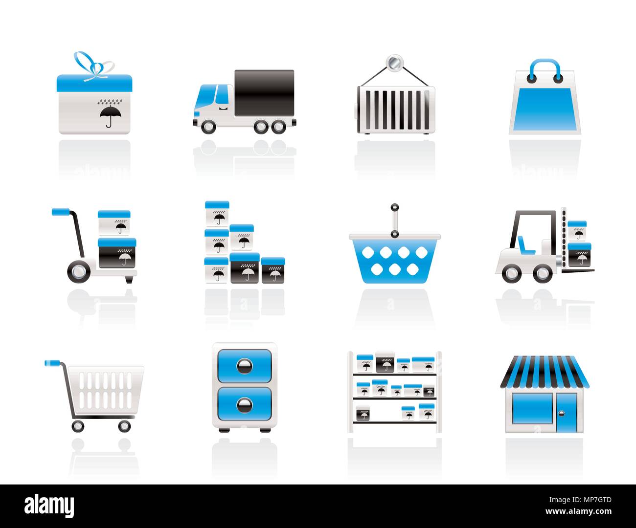 Storage, transportation, cargo and shipping icons - vector icon set ...