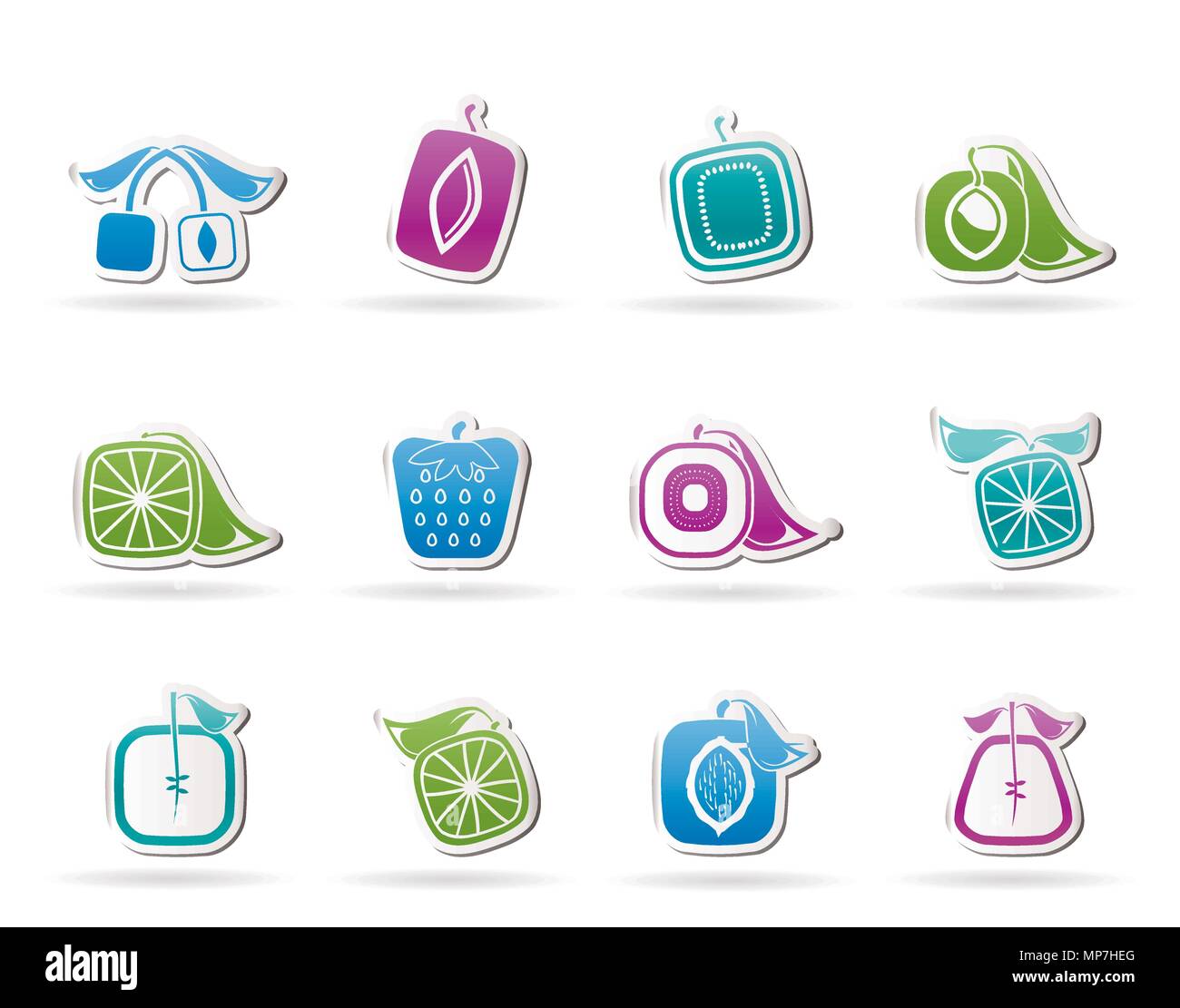 Abstract square fruit icons - vector icon set Stock Vector Image & Art ...