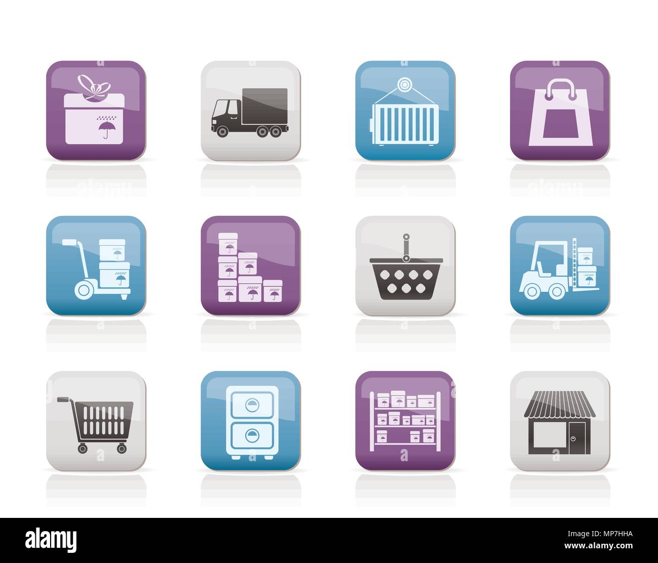 Storage, transportation, cargo and shipping icons - vector icon set ...