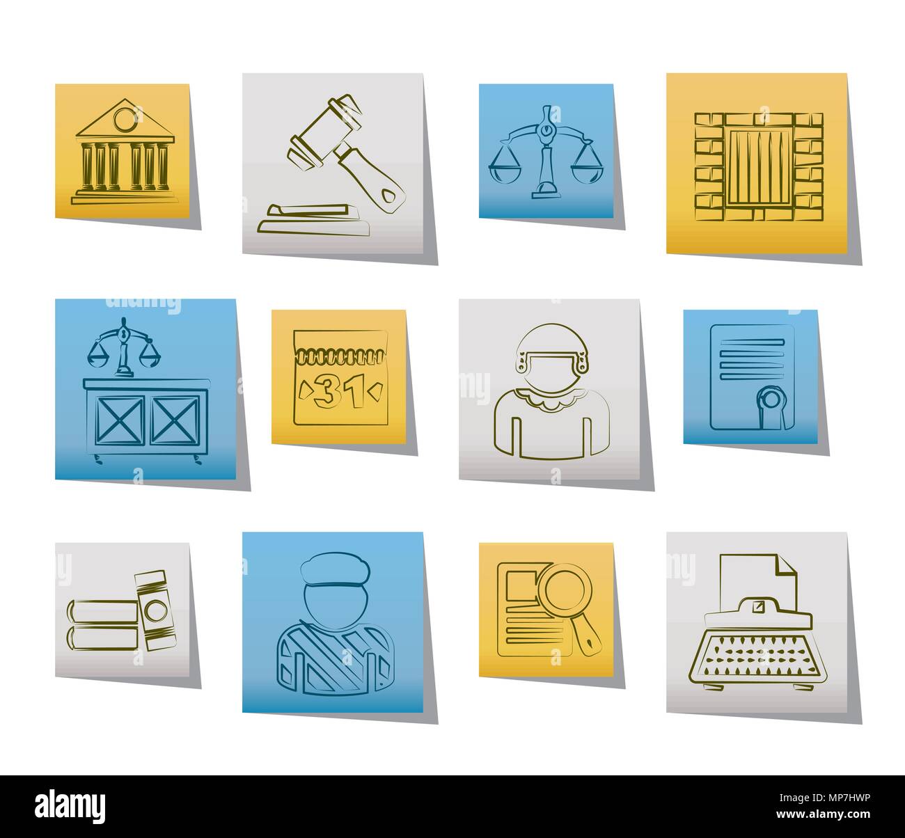 Justice and Judicial System icons - vector icon set Stock Vector Image ...