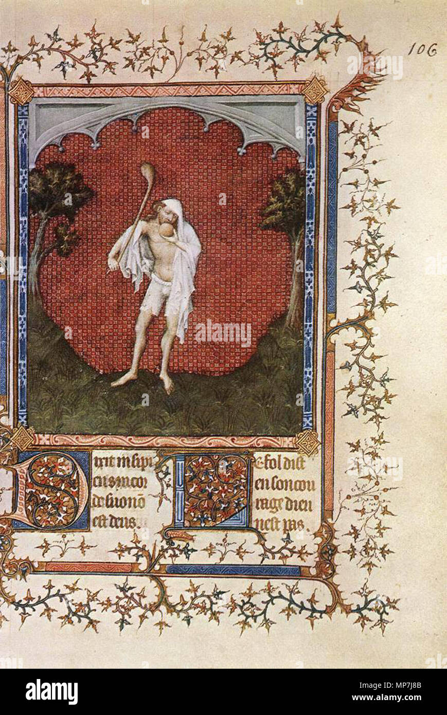 Français : Psautier de Jean de Berry : psaume 52, fou avec une massue ...