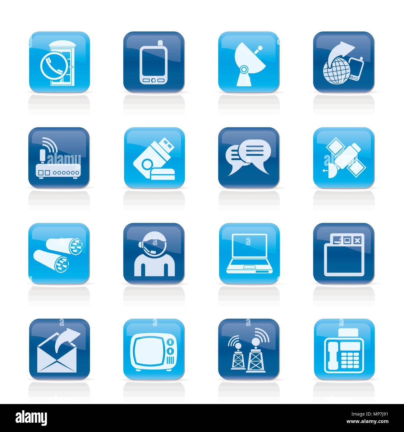 Communication, connection and technology icons - vector icon set Stock ...