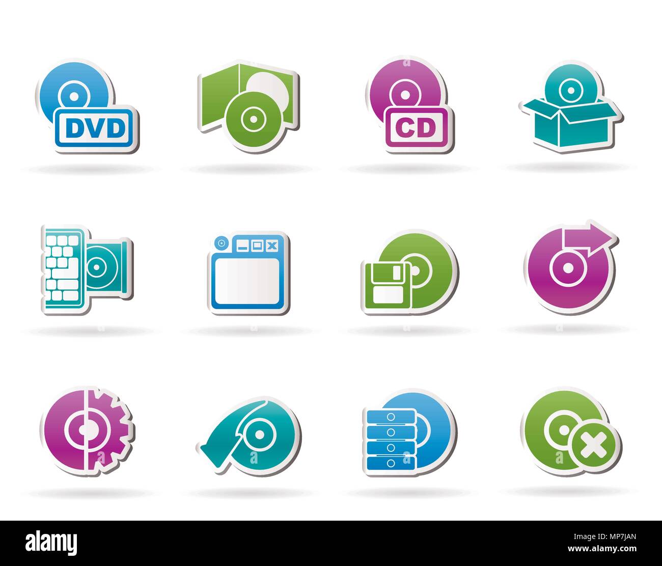 Computer Media and disk Icons - vector icon set Stock Vector Image ...
