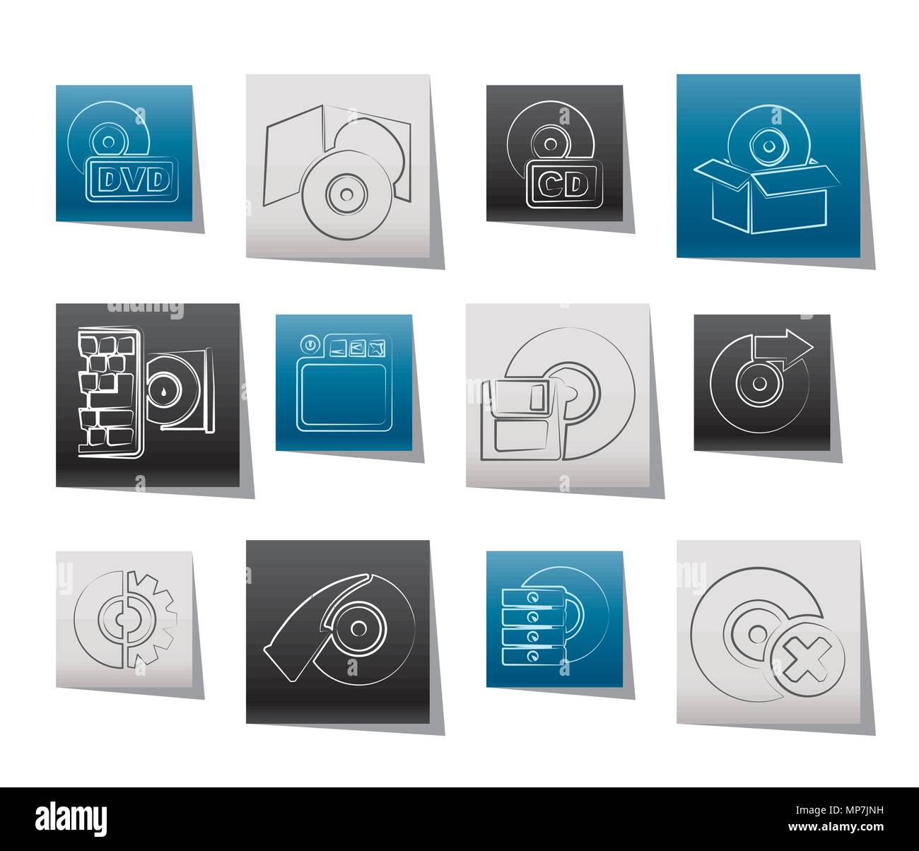 Computer Media and disk Icons - vector icon set Stock Vector Image ...