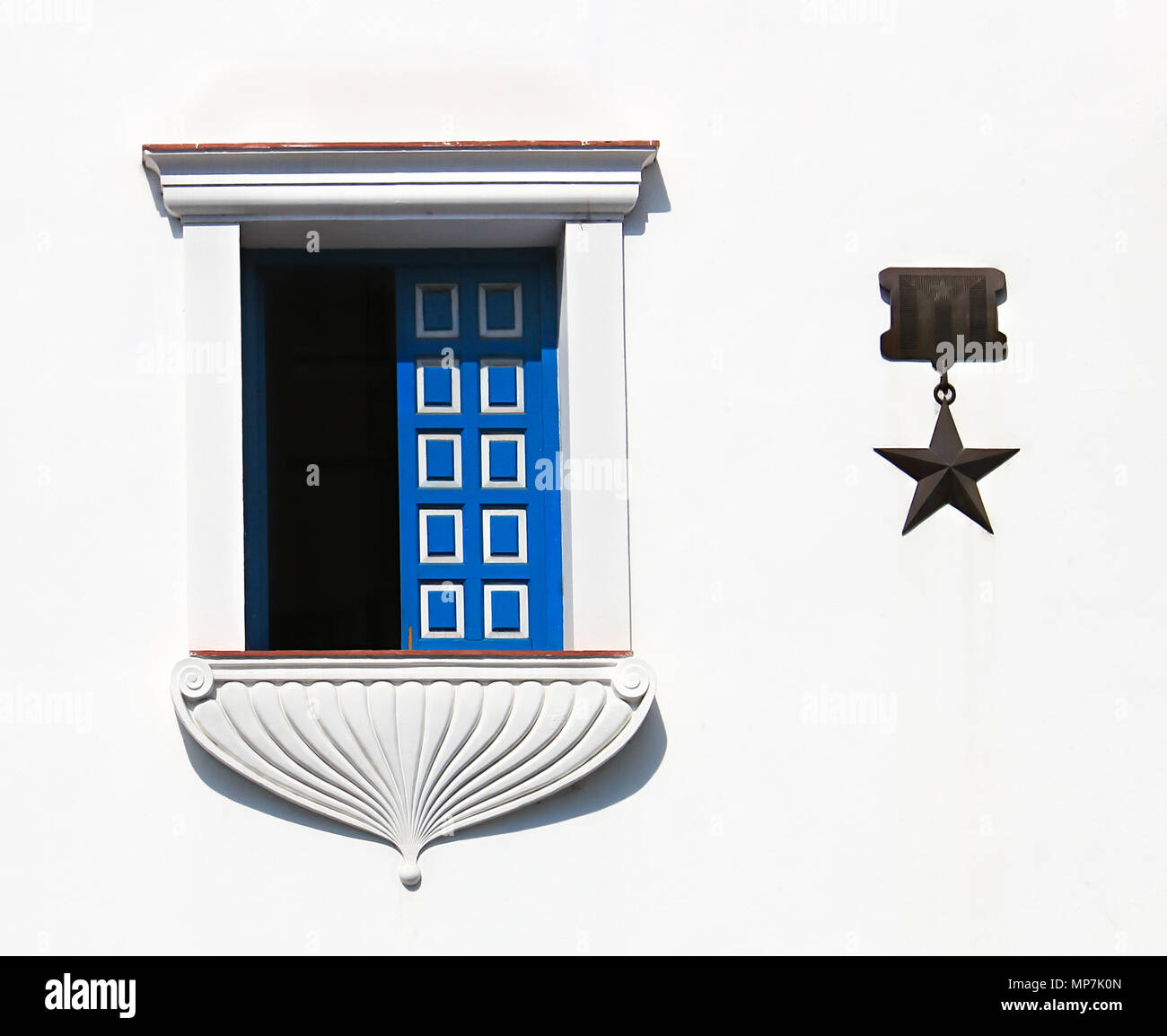 Windows, Detail of facade from vintage colonial building in Santiago de ...