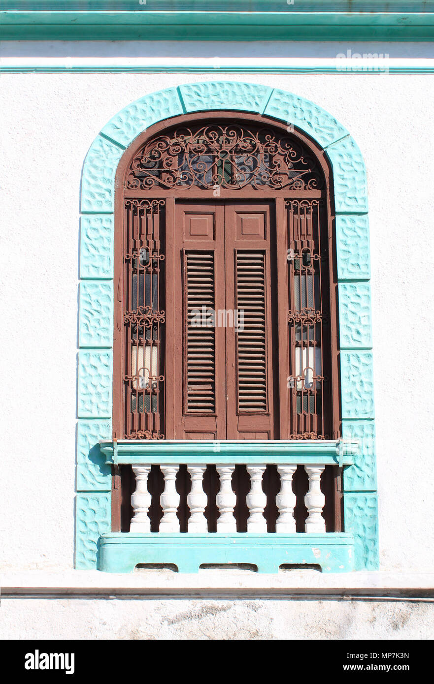 Building facade from typical old havana architecture hi-res stock ...