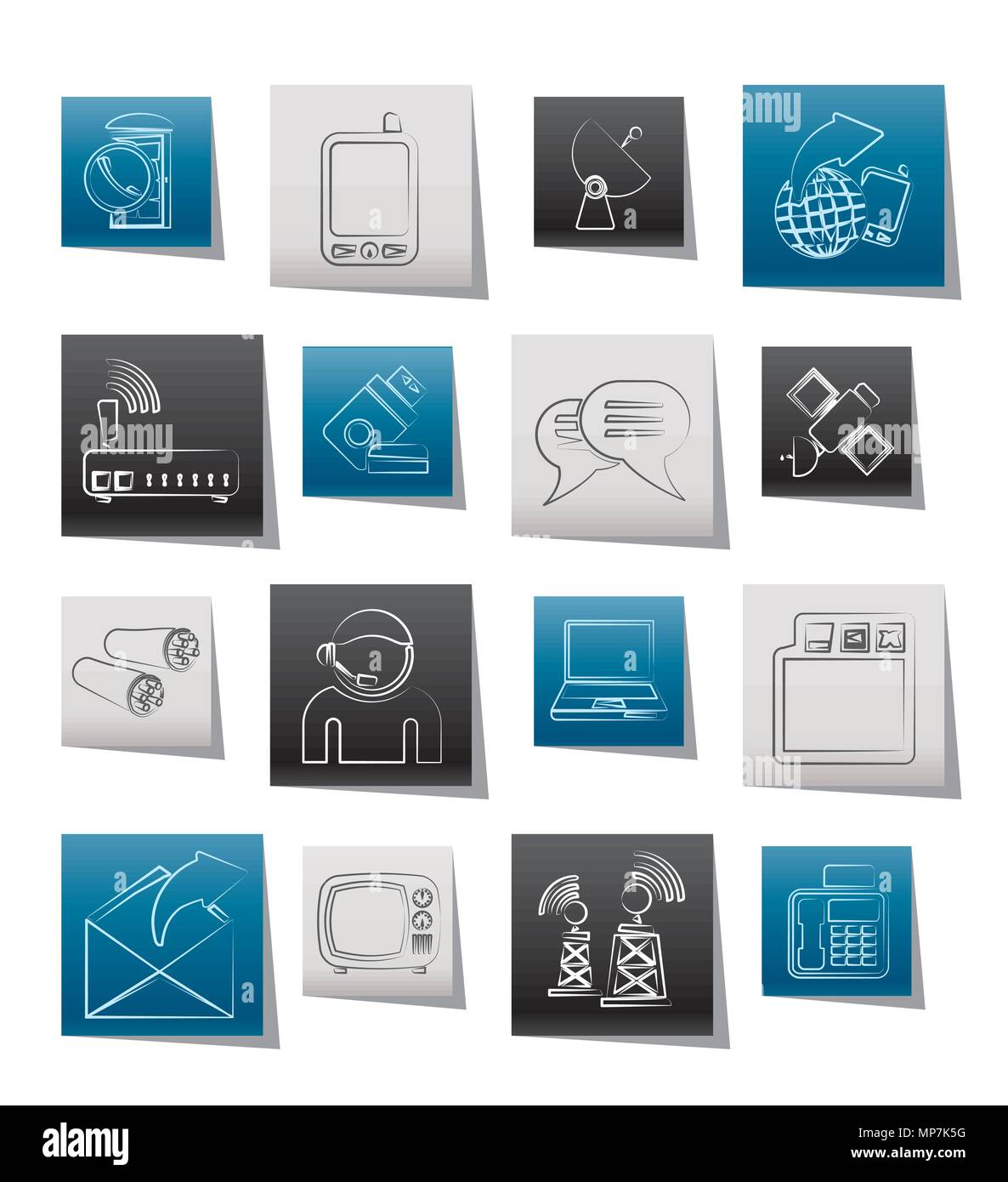 Communication, connection and technology icons - vector icon set Stock ...
