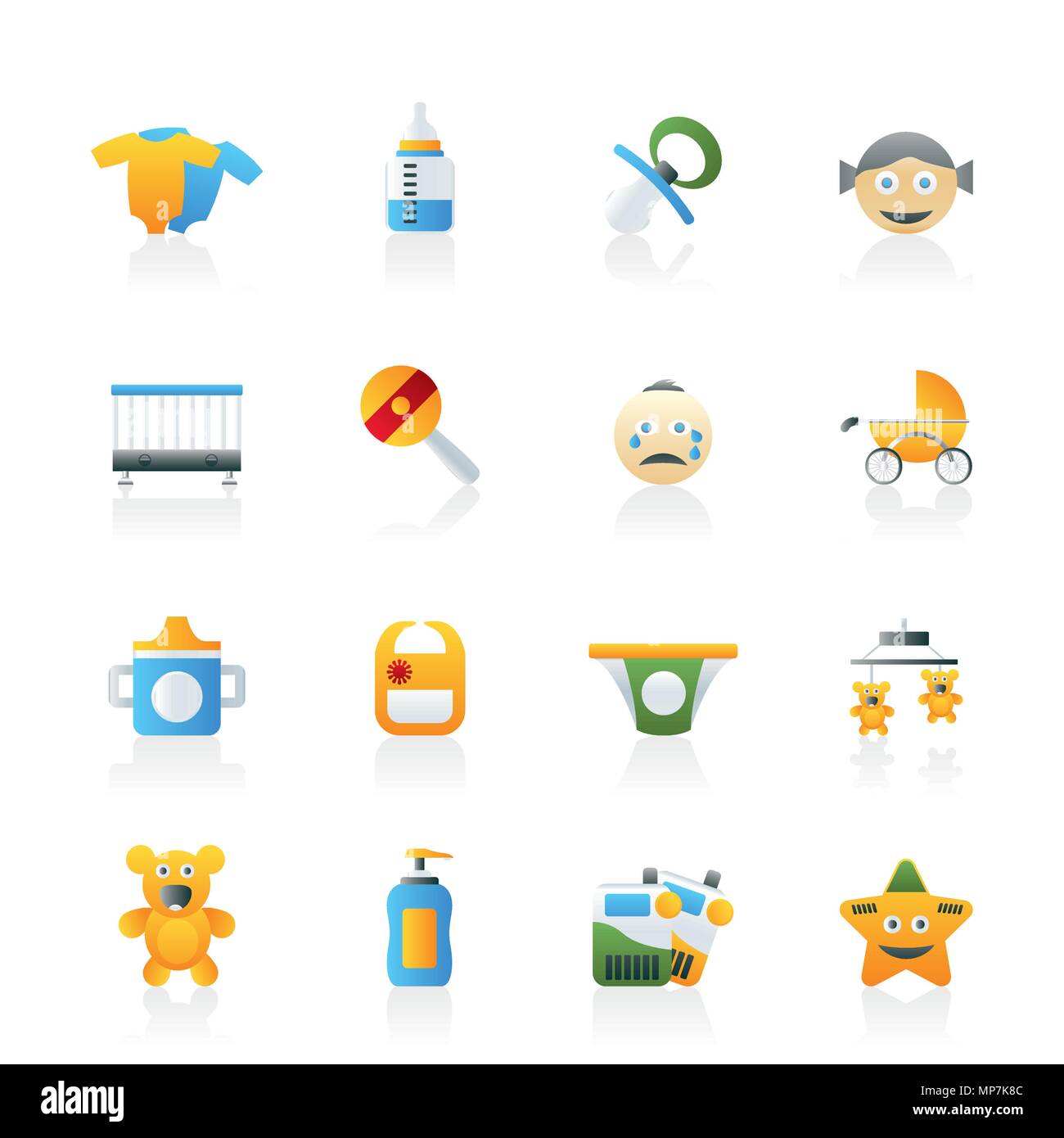 Baby, children and toys icons - vector icon set Stock Vector Image ...