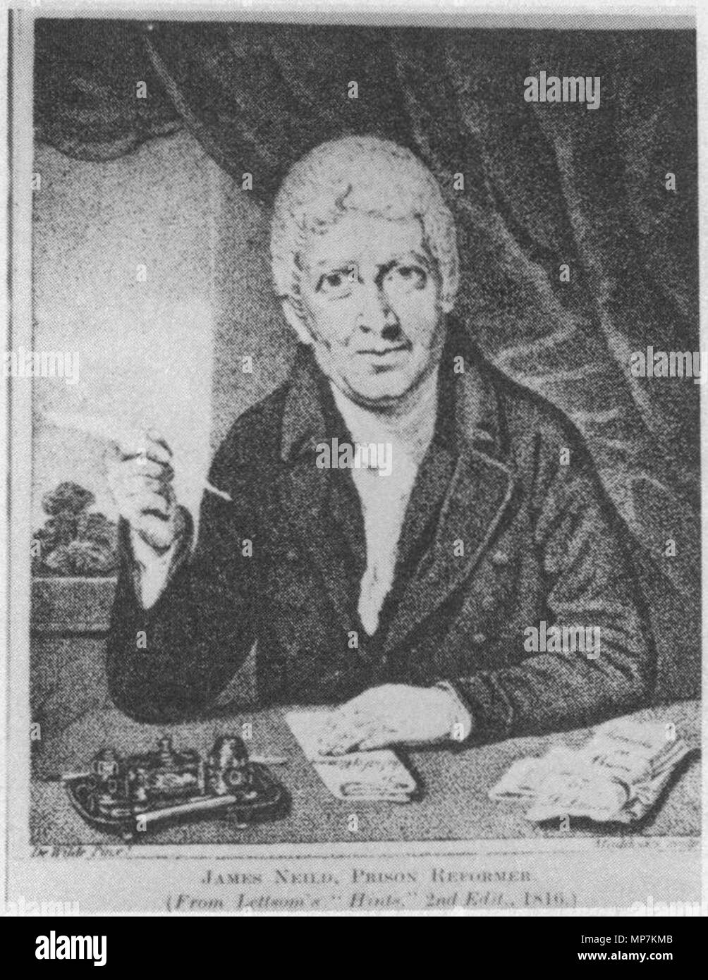 English: James Neild, Prison Reformer. English: An engraving based on a ...