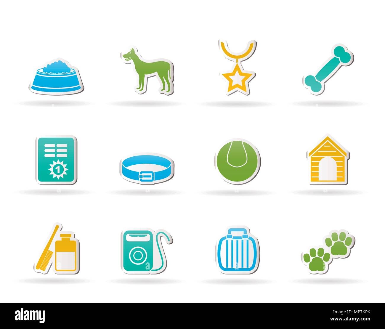 Dog accessory and symbols icons - vector icon set Stock Vector Image ...