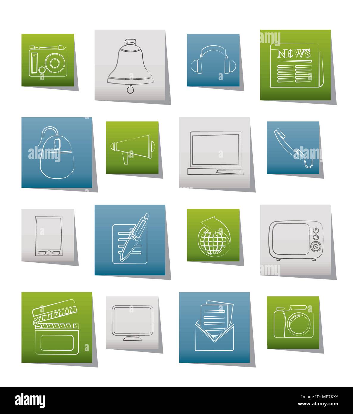 Communication and media icons - vector icon set Stock Vector Image ...