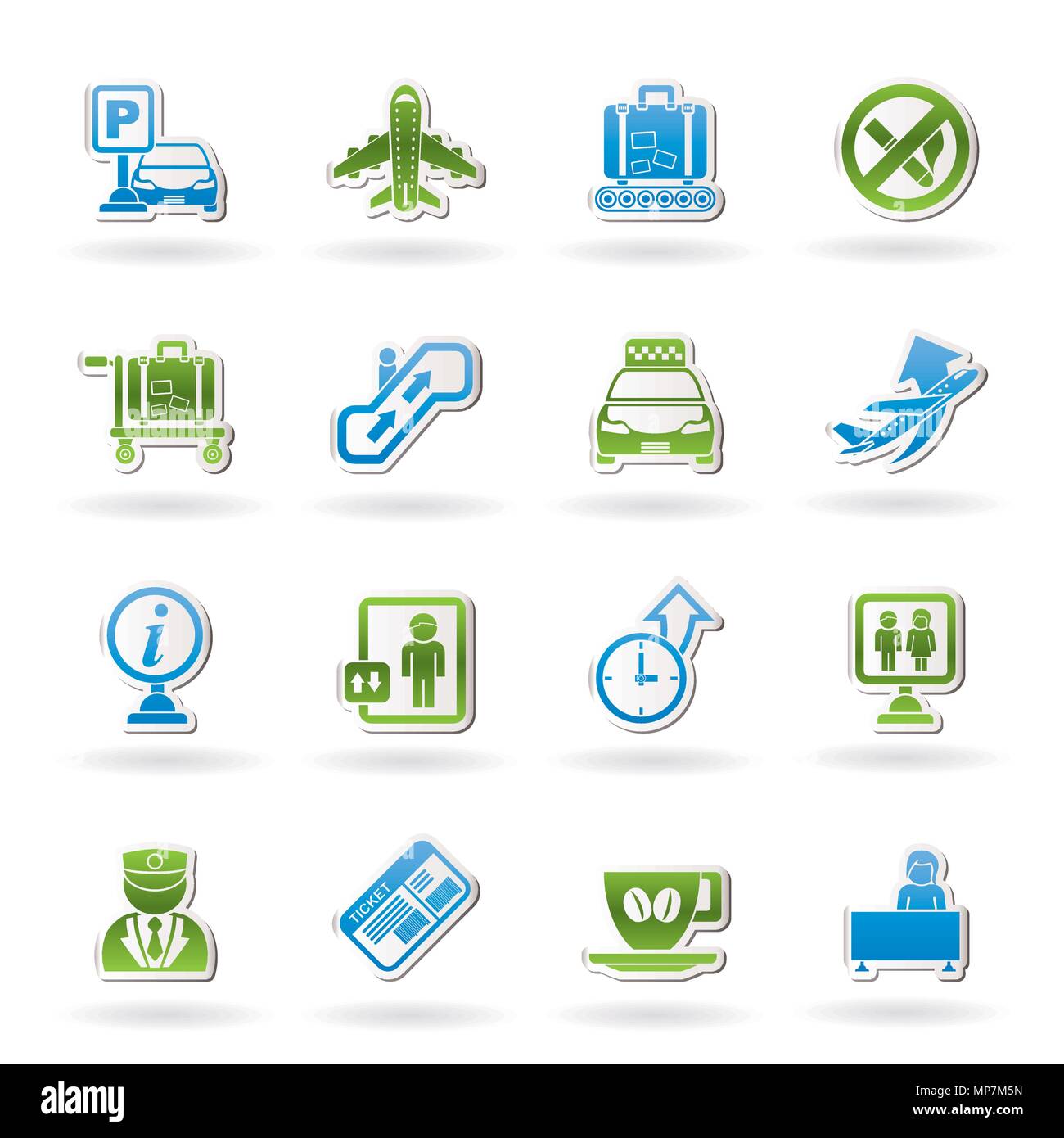 Airport and transportation icons - vector icon set Stock Vector Image ...